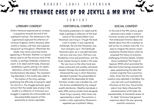 DR JEKYLL & MR HYDE Context Guide & Plot Summary GCSE English ...