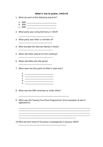 Hitler's rise to power booklet | Teaching Resources
