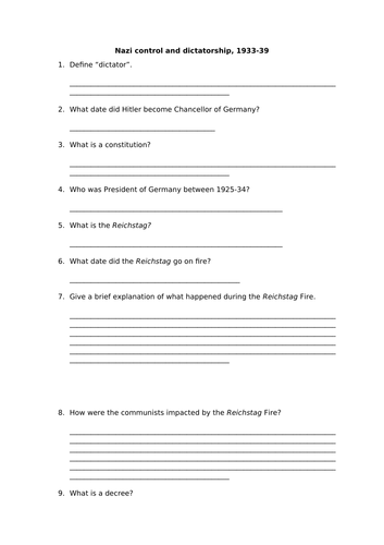 Nazi control and dictatorship booklet | Teaching Resources