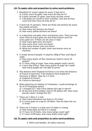 KS2 Ratio and Proportion Word Problems | Teaching Resources KS2 Ratio and Proportion Word Problems | Teaching Resources