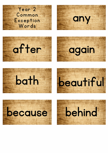Year Two Common Exception Words Wooden Background | Teaching Resources