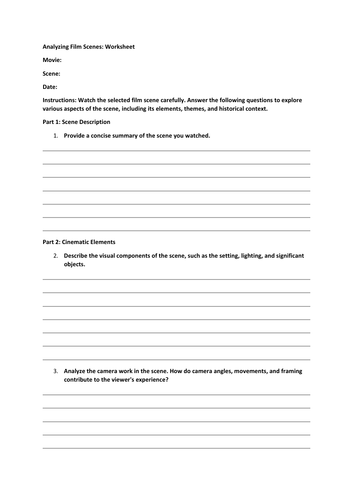 History through film worksheet | Teaching Resources