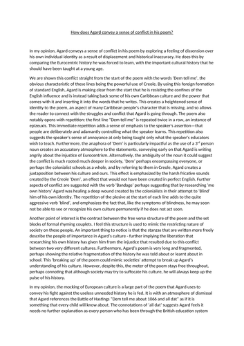 Grade 9 level GCSE poem analysis of 'Checking out me History ... Grade 9 level GCSE poem analysis of 'Checking out me History ...