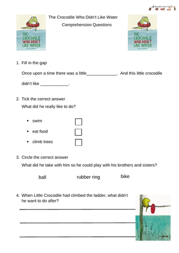 The Crocodile Who Didn't Like Water - Comprehension | Teaching Resources