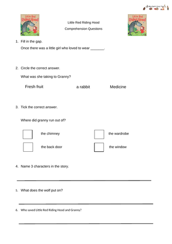 Little Red Riding Hood - Comprehension | Teaching Resources