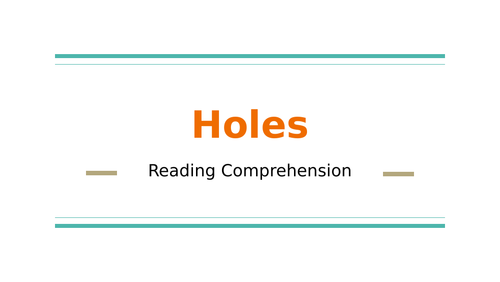 Holes Reading Comprehension | Teaching Resources