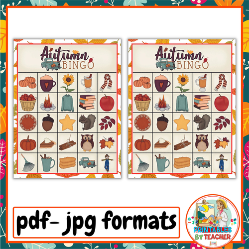 back to school autumn bingo game worksheets for kids- fall school ...