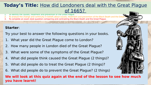 Renaissance Medicine - The Great Plague 1665 | Teaching Resources