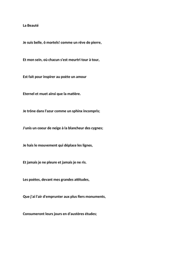 French Poetry in Translation: Advanced Level IRP ; Baudelaire; Verlaine ...