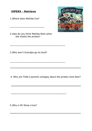 The Pirates Next Door Comprehension | Teaching Resources