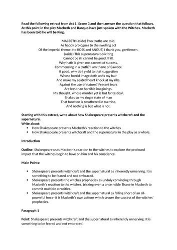Macbeth Essay Plans GCSE English Literature (Characters and Themes ...
