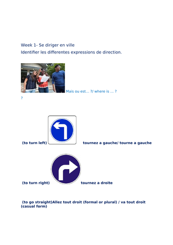 Je cherche la direction | Teaching Resources