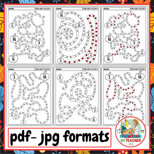 Fall pumpkin maze number circle activities | Autumn pumpkin Numbers ...