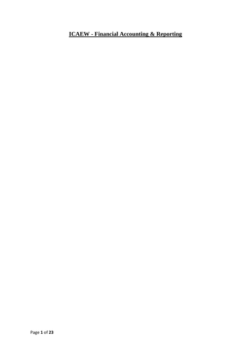 ICAEW - Financial Accounting & Reporting | Teaching Resources
