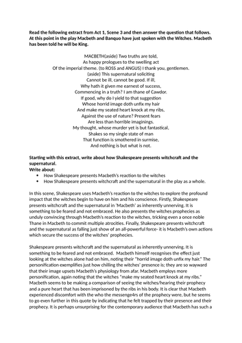 MACBETH Grade 9 Essay Exemplar GCSE English Literature | Teaching Resources