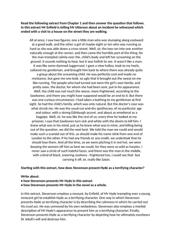 Dr Jekyll and Mr Hyde Grade 9 Essay Exemplar GCSE English Literature ...
