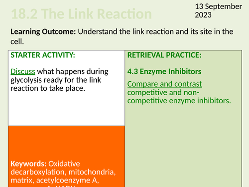 OCR Biology A- 18.2 Linking Glycolysis and the Krebs Cycle | Teaching ...