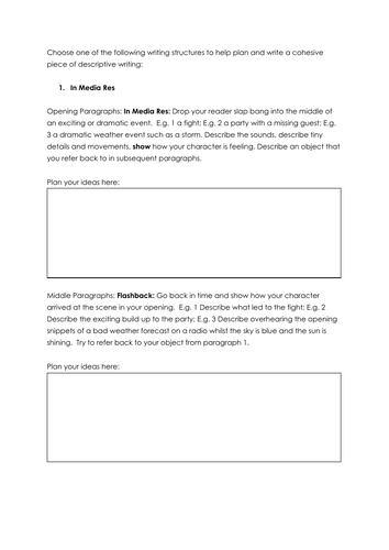 Descriptive Writing Planning Sheet | Teaching Resources Descriptive Writing Planning Sheet | Teaching Resources