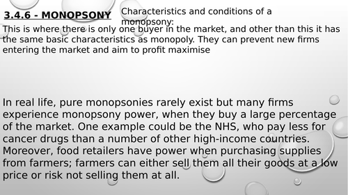 Microeconomics Market Structures Monopsony - Edexcel Theme 3 | Teaching ...
