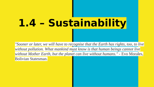 ESS (IBDP) 1.4 Sustainability: unit of work | Teaching Resources ESS (IBDP) 1.4 Sustainability: unit of work | Teaching Resources