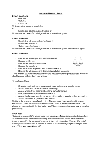 BTEC Level 3 Business Unit 3 Personal Finance Exam Technique and ... BTEC Level 3 Business Unit 3 Personal Finance Exam Technique and ...