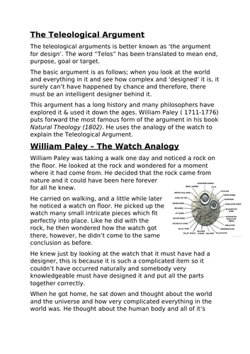 The Teleological Argument | Teaching Resources