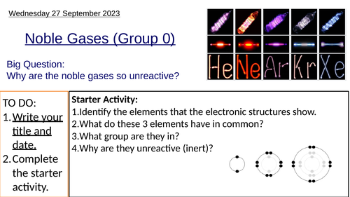 GCSE Chemistry Group 0 Noble Gases: Complete Lesson | Teaching Resources