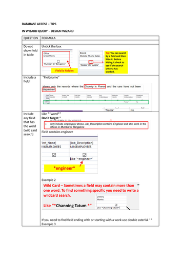 Database (access) Query shortcuts or tips | Teaching Resources