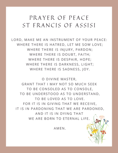 St Francis of Assisi - Prayer Poster -Catholic -Peace Prayer - Catechism -Saints | Teaching ...