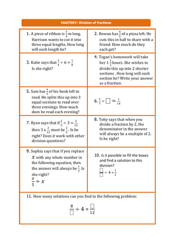 Division of Fractions Word Problems | Teaching Resources