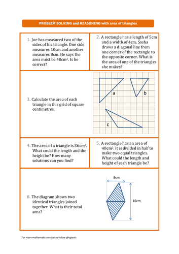 Area of Triangles Word Problems | Teaching Resources