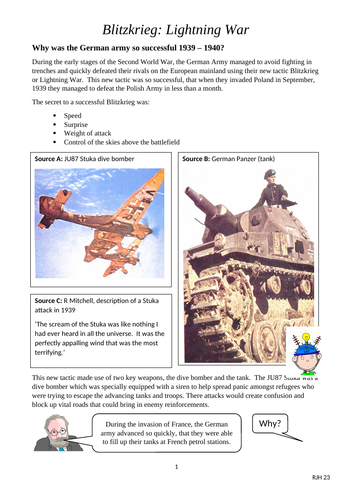 Blitzkrieg - Lightning War 1939 - 1940 | Teaching Resources