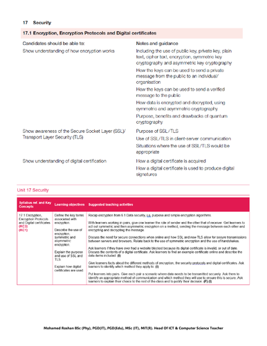 9618- Computer Science: Unit 17 Security | Teaching Resources