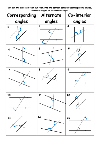 Angles in Parallel Lines match up activity - simple | Teaching Resources Angles in Parallel Lines match up activity - simple | Teaching Resources