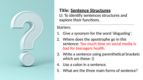 Sentence Structure | Teaching Resources