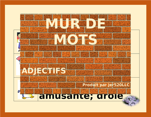 Adjectifs (French Adjectives) Word Wall | Teaching Resources