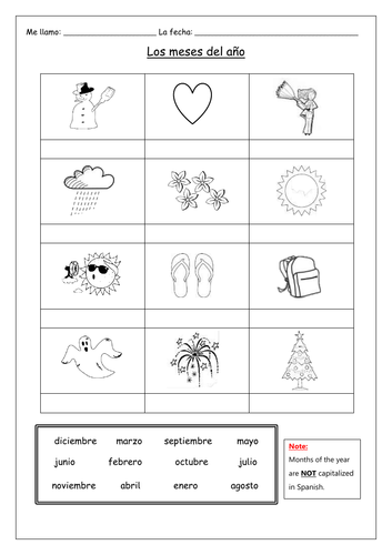 Spanish Worksheets Elementary