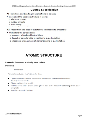 Btec Nqf L3 Applied Science Unit 1 Chem Teaching Resources 