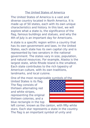 USA information sheet | Teaching Resources