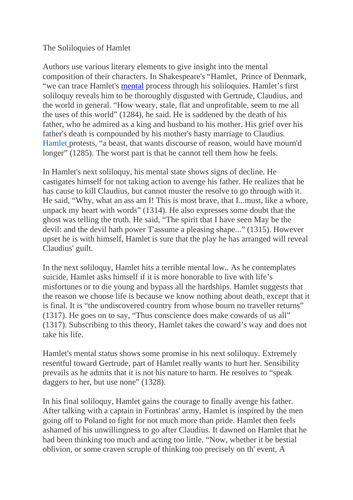 The Soliloquies of Hamlet | Teaching Resources