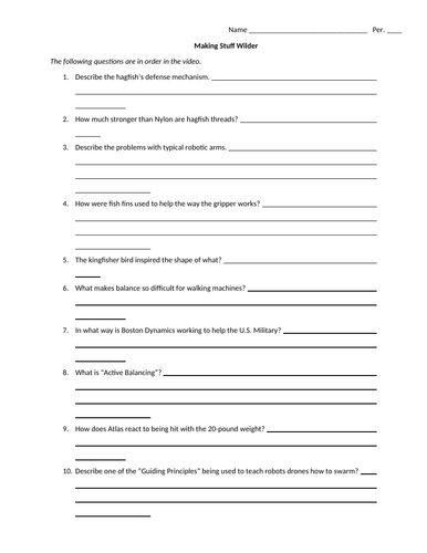 NOVA Making Stuff Wilder Video Worksheet | Teaching Resources