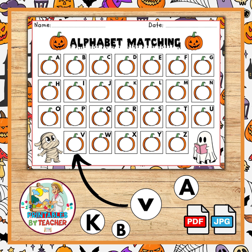Halloween activities pumpkin Alphabet Matching game | October crafts ...