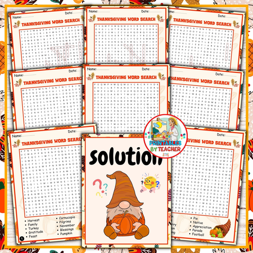 Thanksgiving dinner word search puzzle | November Activities pumpkin ...