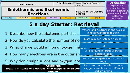 Endothermic and Exothermic Reactions - AQA GCSE | Teaching Resources