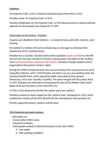 GSCE Inspector Calls Context | Teaching Resources GSCE Inspector Calls Context | Teaching Resources