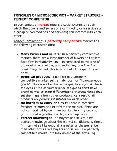 29. Perfect Competition | Teaching Resources