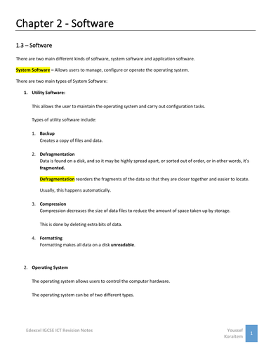 Ict Chapter 2 Software Teaching Resources