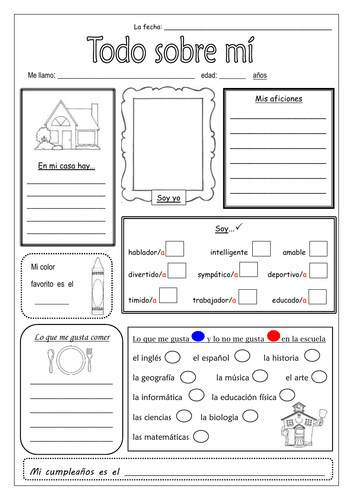 SPANISH - ALL ABOUT ME - TODO SOBRE MÍ | Teaching Resources