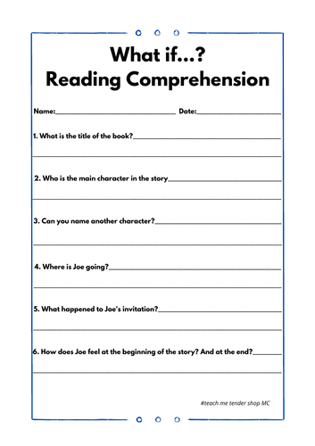 Reading Comprehension Activity + 5 worksheets to Support Teaching on ...