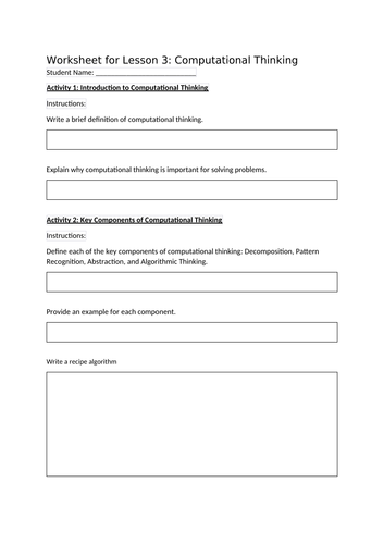 3 Key Stage 3 Computational Thinking Years 7 8 Lesson 3 Teaching Resources